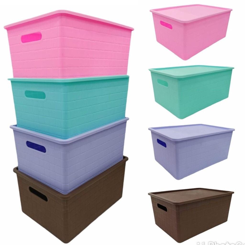 Jual Keranjang Serbaguna Plastik Anyam Rotan Storage Box Kotak ...
