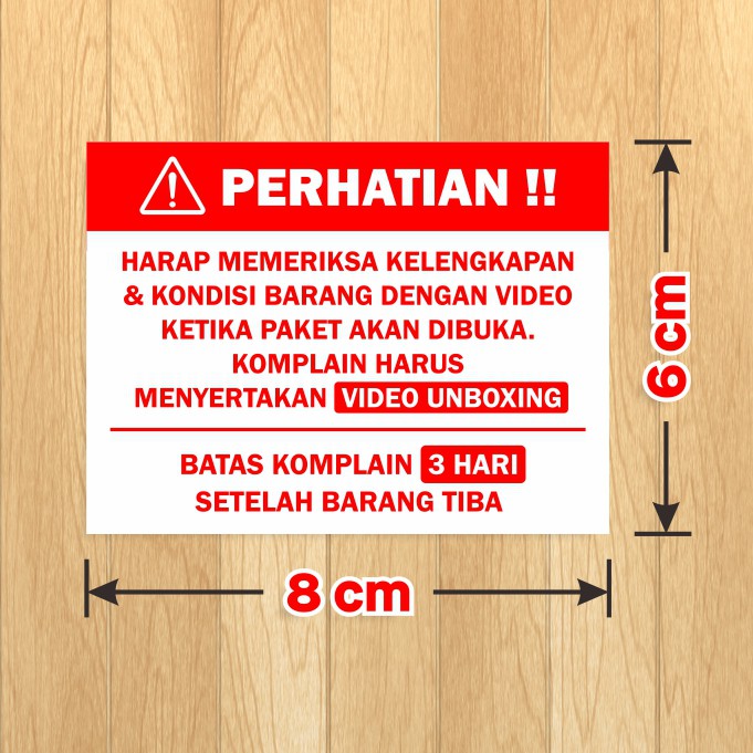 Jual Sticker Perhatian Video Unboxing Stiker Peringatan Label ...