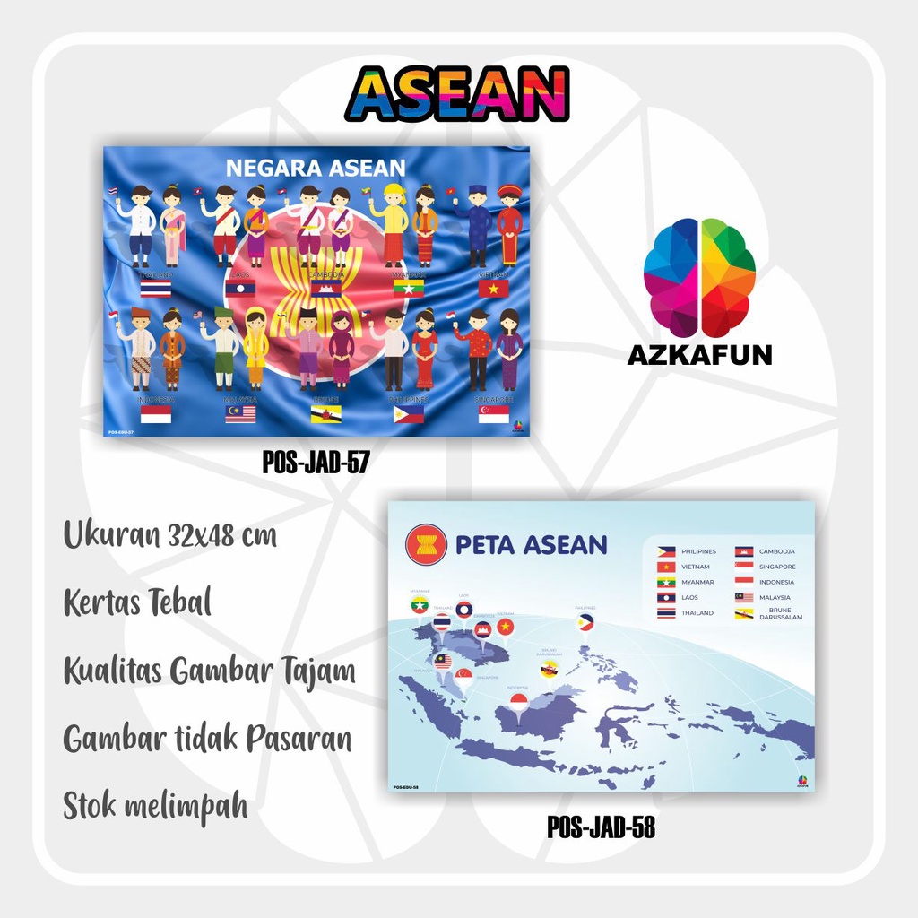 Jual Poster Edukasi NEGARA ASEAN - Poster edukasi anak | Shopee Indonesia