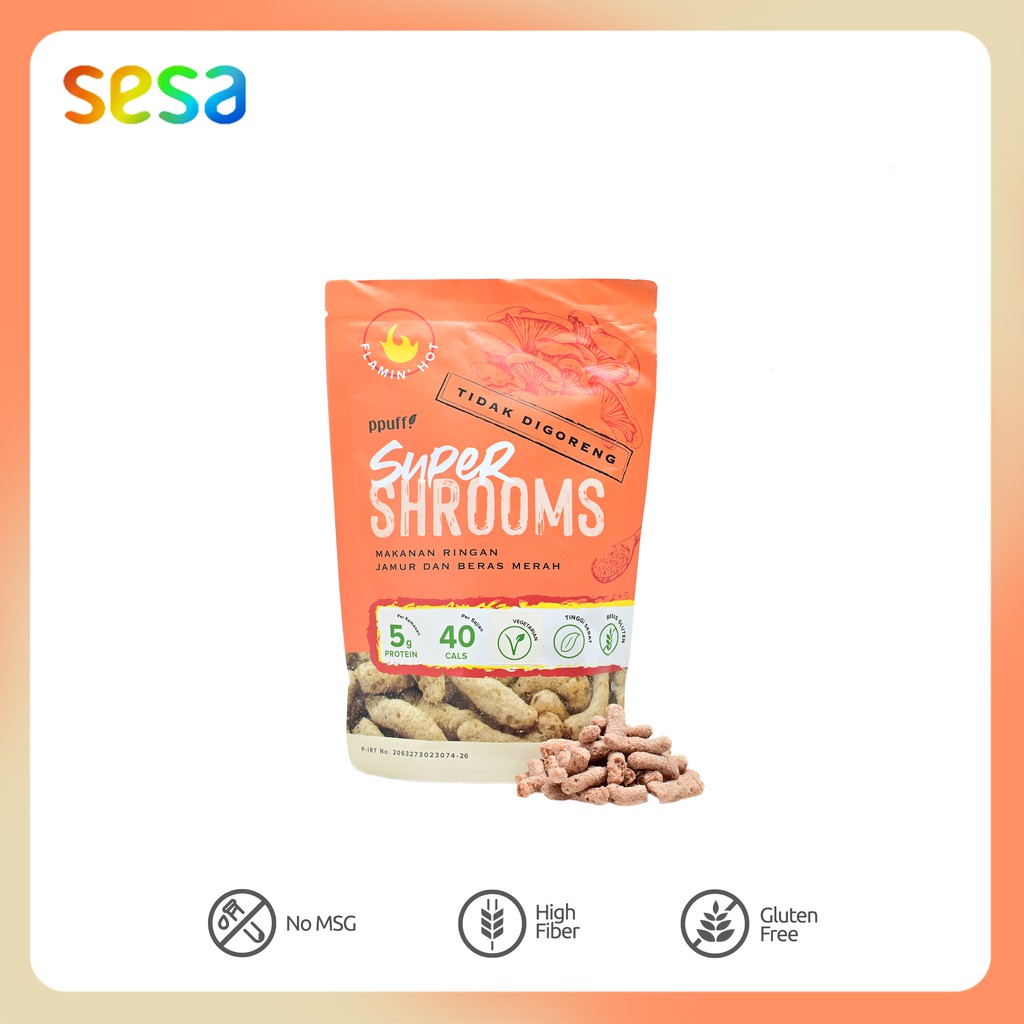 Jual Ppuff Super Shrooms Flamin Hot 50 g (Snack Sehat) | Shopee Indonesia
