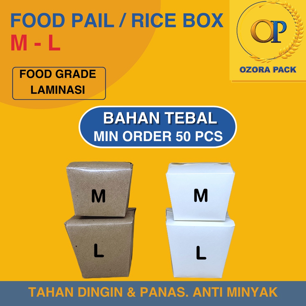 Jual Food Pail Polos / Food Pail Kraft / Food Pail M L / Rice Box ...