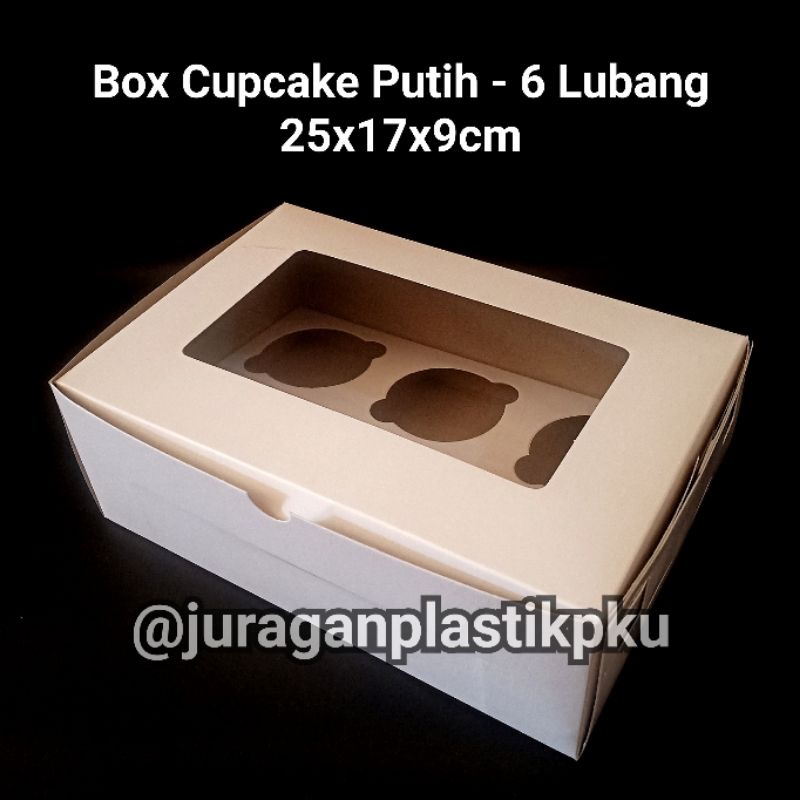 Jual Box Putih Cupcake isi 6 | Kemasan Dus Muffin / Pudding Kotak Ivory ...