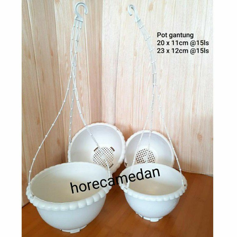 Jual Pot bunga gantung plastik putih polos / Pot gantung tanaman 20cm ...