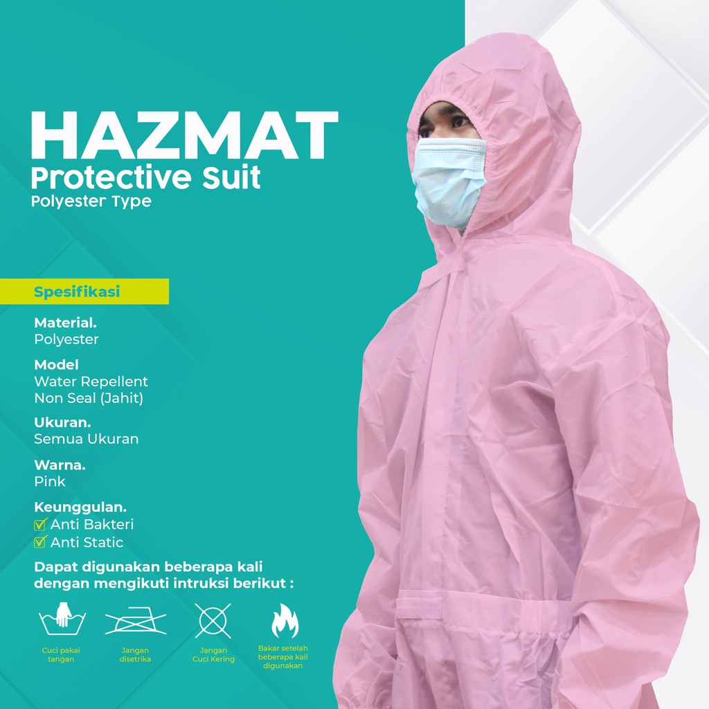 Jual Baju APD Hazmat Protective Suit Water Repellent Pink | Shopee ...