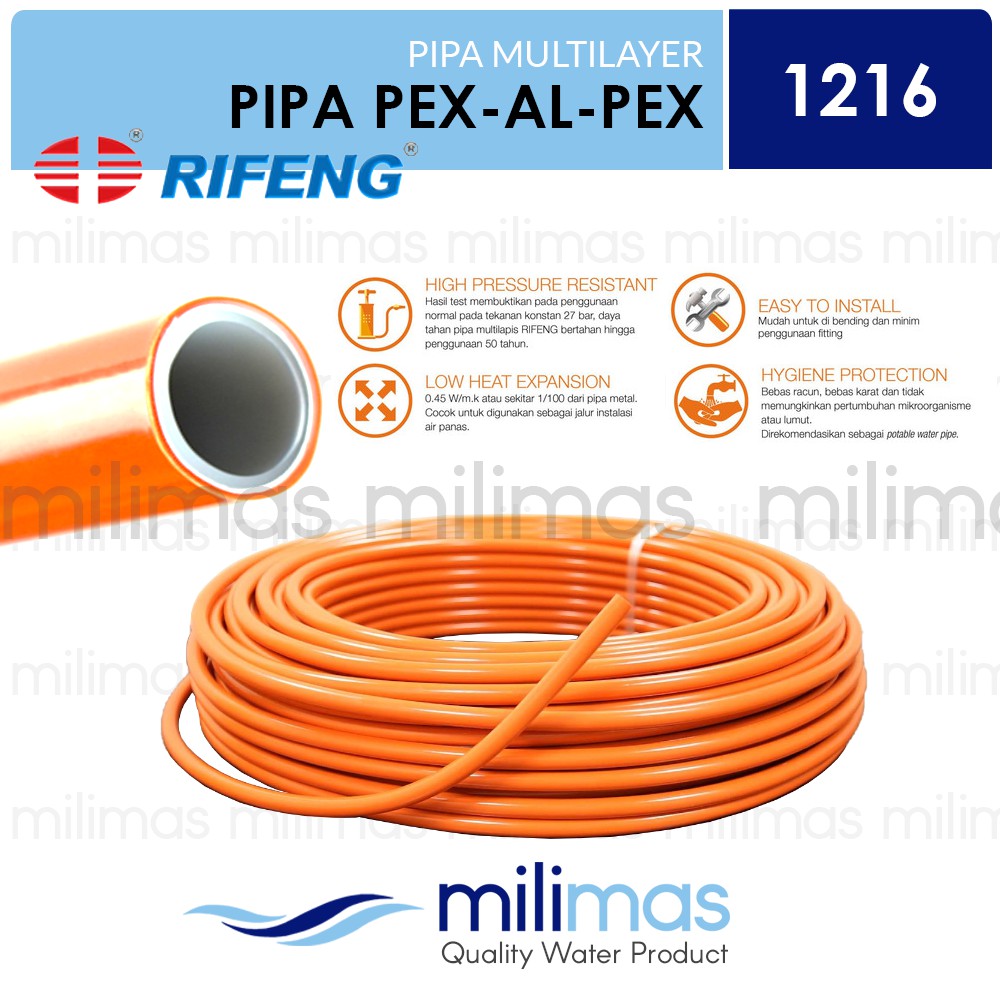 Jual RIFENG - Pipa Air Panas Multilayer B1216 (1/2") Orange - PEX-AL ...