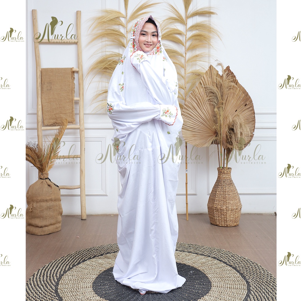 Jual Mukena Terusan Bordir Komputer Bunga Tabur Melati Katun Mikro ...