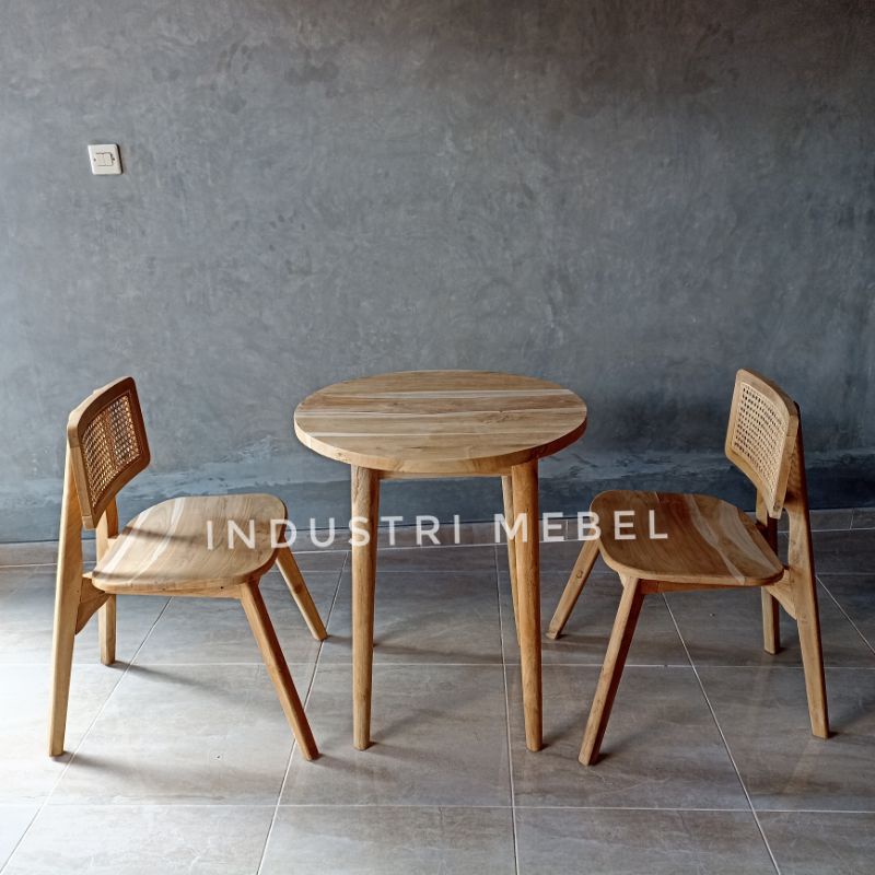 Jual Meja Cafe Bundar Retro - Meja Cafe Set Bulat Scandinavian - Kursi Cafe Rotan | Shopee Indonesia