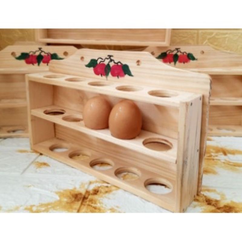 Jual Rak Telur Tempat Telur Kayu Susun 3 Rak telur unik | Shopee Indonesia