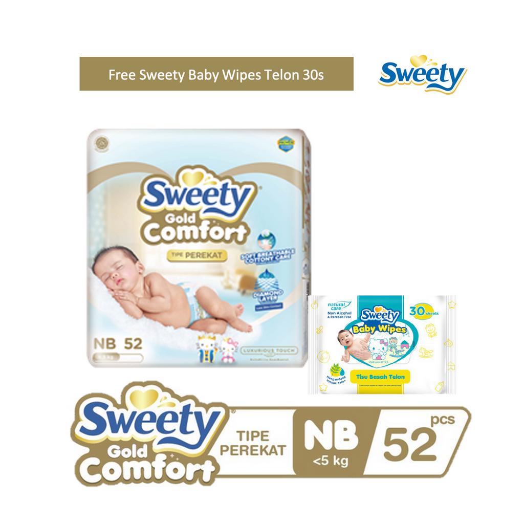 Jual Sweety Gold Comfort Popok Perekat New Born 52 pcs + Sweety Baby ...
