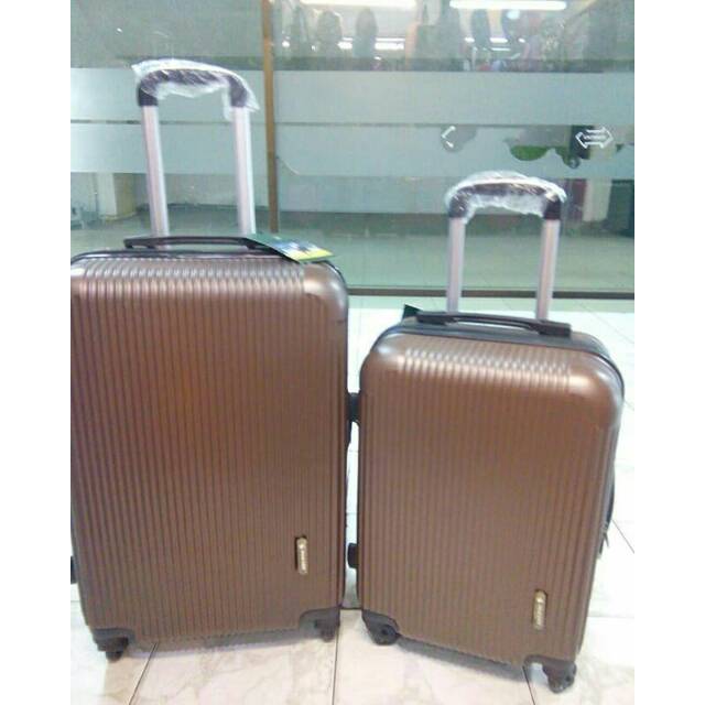 Jual Koper fiber polo 20 inch coklat tas travelling troly | Shopee ...