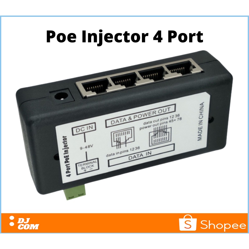 Jual POE Injector 4 Port Kabel LAN RJ45 Ethernet IP Camera | Shopee ...