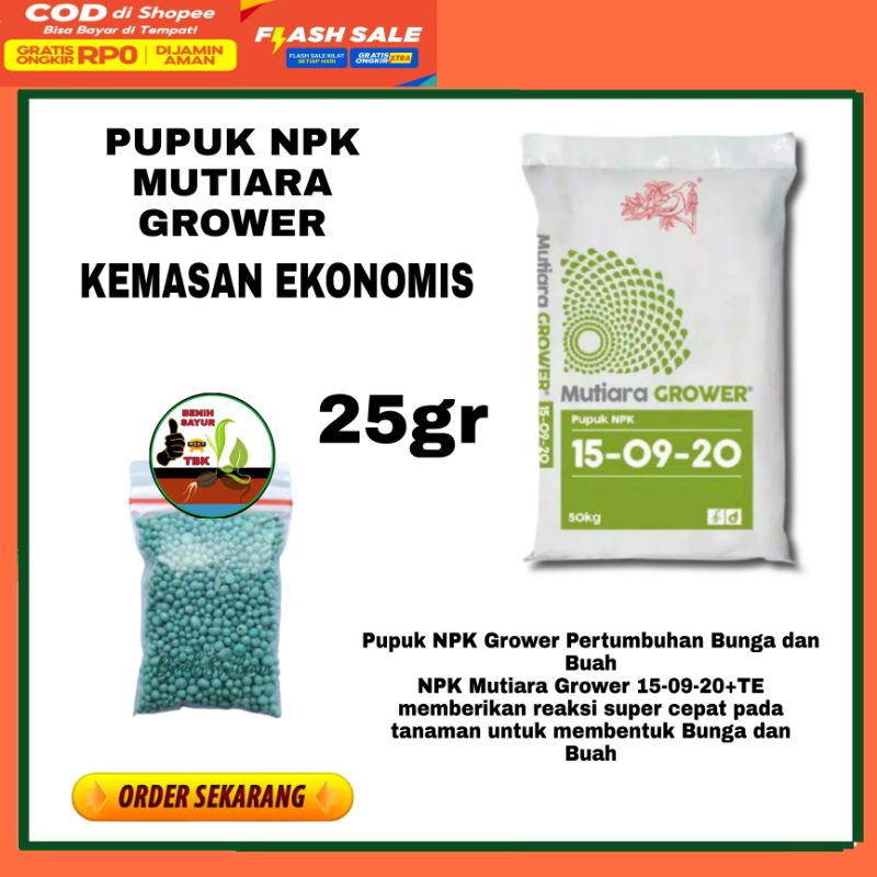 Jual Pupuk NPK Mutiara Grower 15 09 20 TE Nutrisi Pertumbuhan Bunga ...
