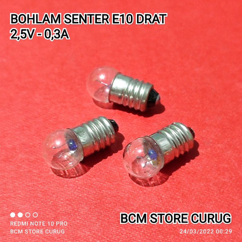 Jual 10 Buah Lampu bohlam E10 mini 2,5V - Bohlam senter | Shopee Indonesia