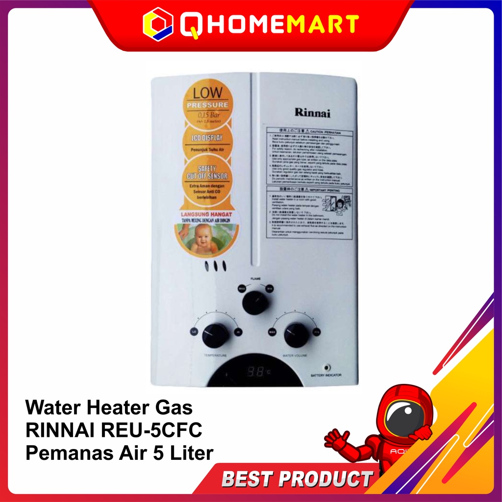 Jual Water Heater Gas RINNAI REU-5CFC Pemanas Air 5 Liter | Shopee Indonesia