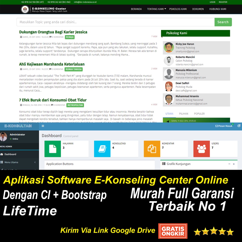 Jual Aplikasi E-Konseling Center Online dengan CI + Bootstrap berbasis ...