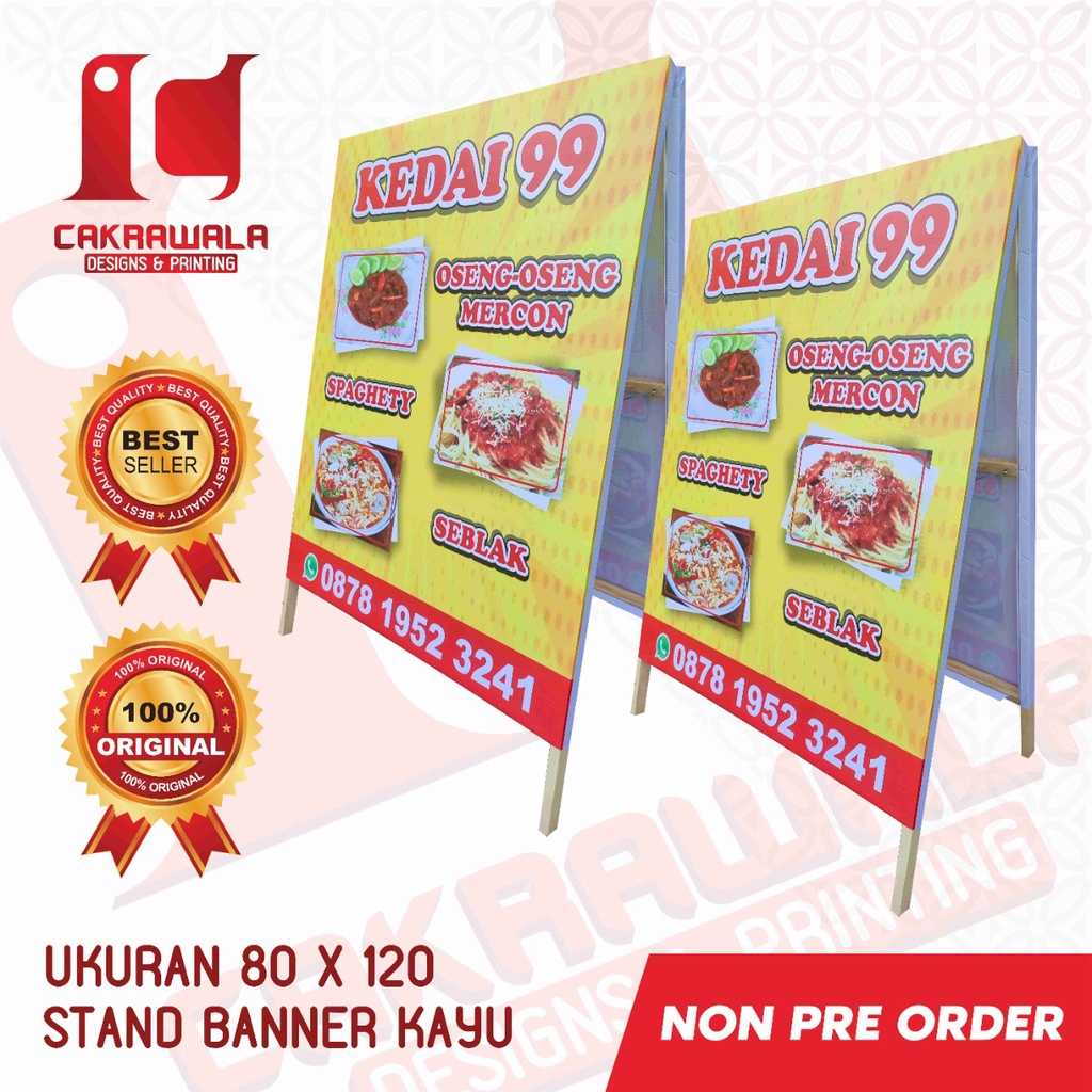 Jual STAND BANNER KAYU UKURAN 80 X 120 - BANNER SEGITIGA RANGKA KAYU ...