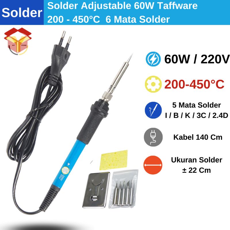 Jual Solder Listrik Adjustable Taffware 6 Mata Solder Iron High Quality ...