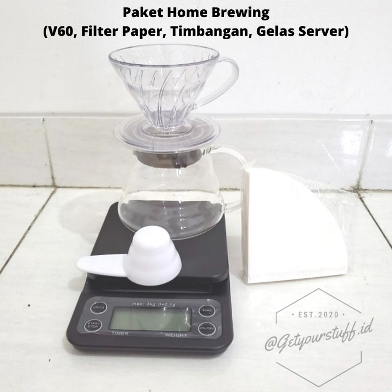 Jual Paket Home Brewing V60, Kertas Filter, Timbangan Digital, Gelas ...