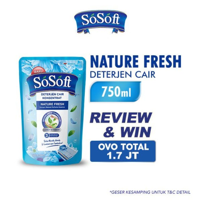 Jual SOSOFT Liquid Detergent Fresh Pouch 750ml | Shopee Indonesia