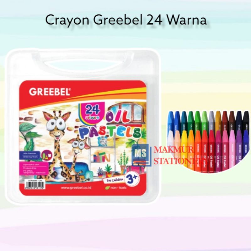 Jual Crayon / Kerayon Greebel 24 Warna Oil Pastel | Shopee Indonesia