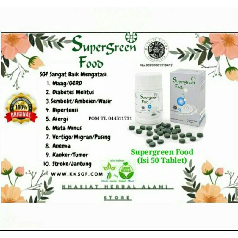 Jual Multi Vitamin Kekebalan Tubuh Supergreen Food SGF 100% Alami (50 Tab) | Shopee Indonesia