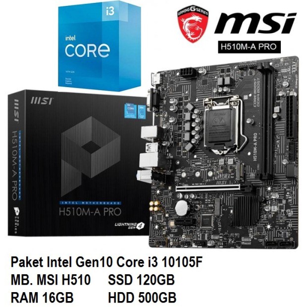 Jual Paket Intel Gen10 Core i3 10105F MSI H510 RAM Team 16GB SSD 120GB HDD | Shopee Indonesia