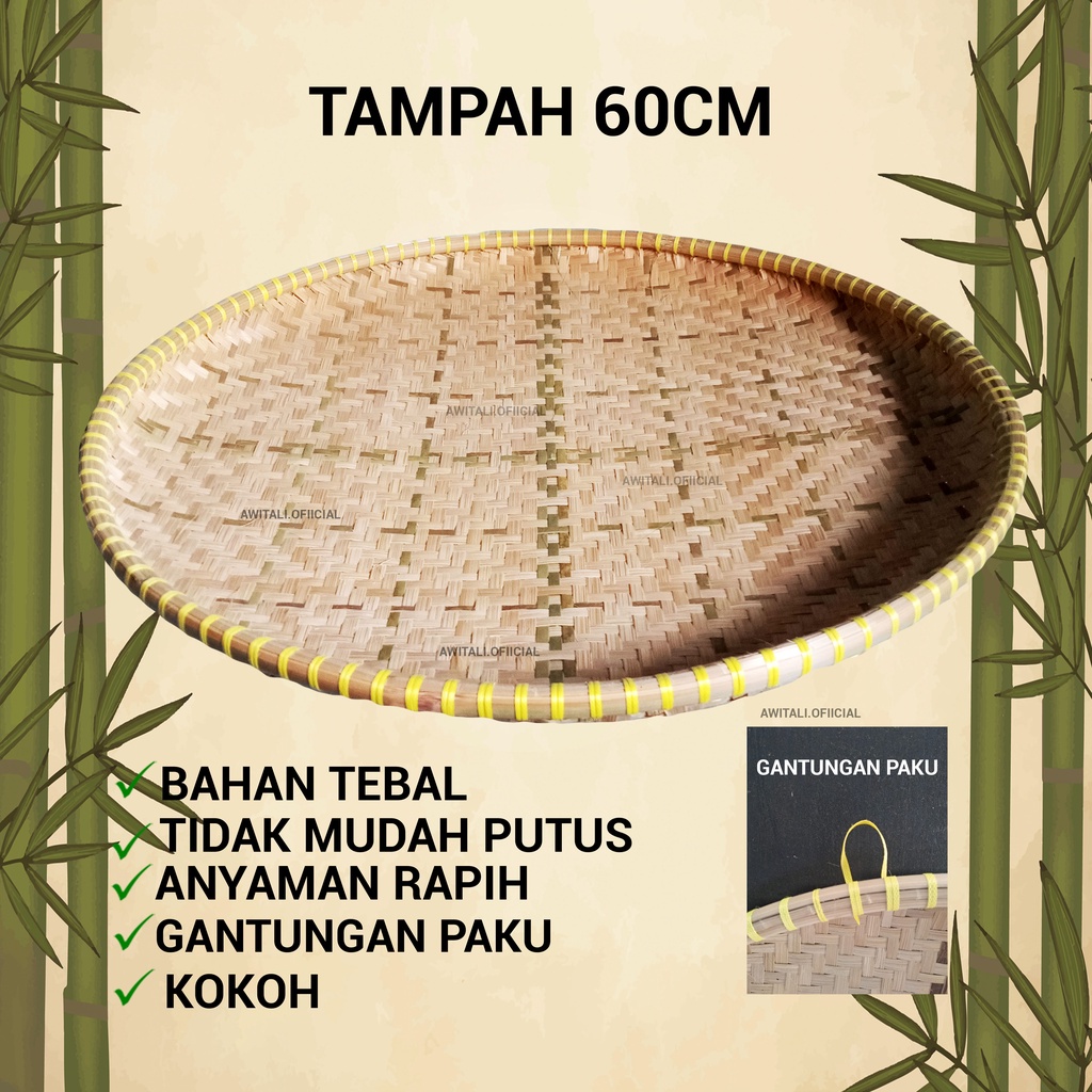 Jual Tray Bambu Nyiru Bambu Besar 50/56/60cm Nampan Bambu Tampi Beras ...