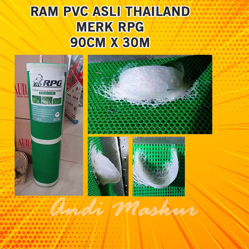 Jual Ram jaring plastik pvc ram thailand hijau Merk RPG 90CM X 30M per ...