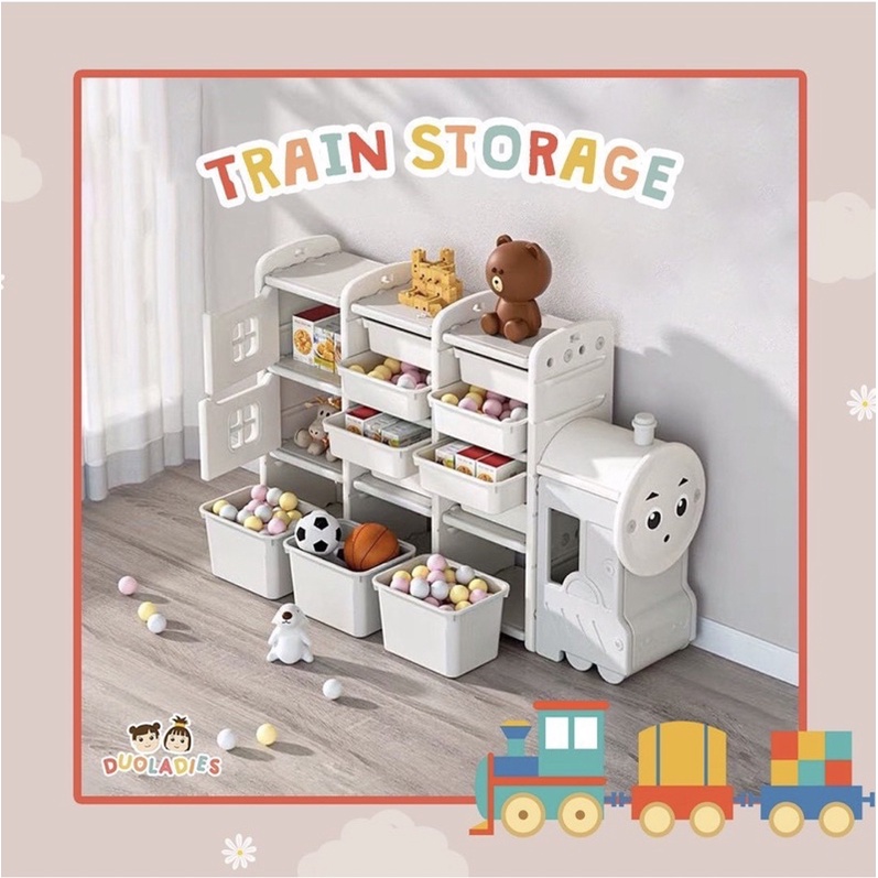 Jual Train storage rak mainan rak susun bentuk kereta api | Shopee ...