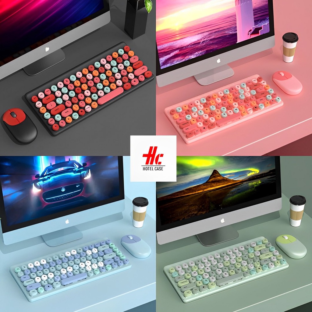 Jual Wireless Keyboard And Mouse Set Round Mixed Color 2.4 Ghz Wireless ...