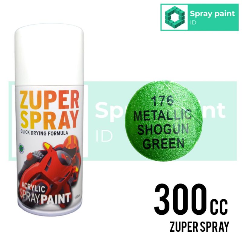 Jual cat semprot metallic metalik shogun green hijau 300cc zuper spray ...
