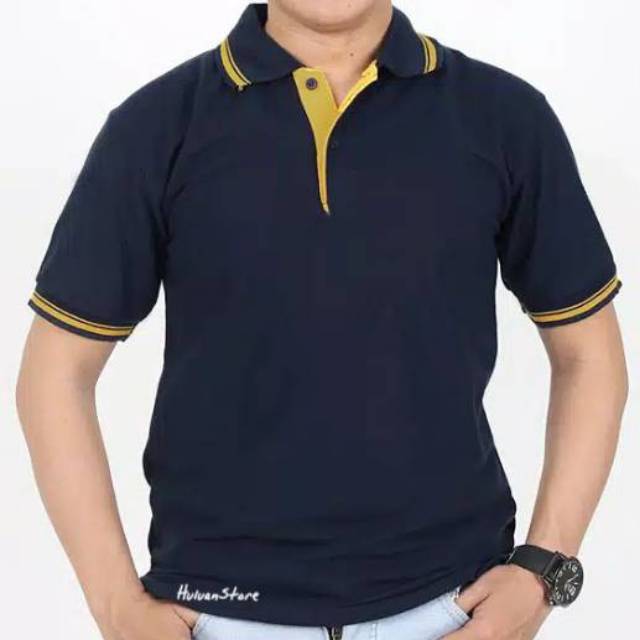 Jual Kaos Poloshirt Polos Berkerah Murah Lengan Pendek Dongker List ... Jual Kaos Poloshirt Polos Berkerah Murah Lengan Pendek Dongker List ...