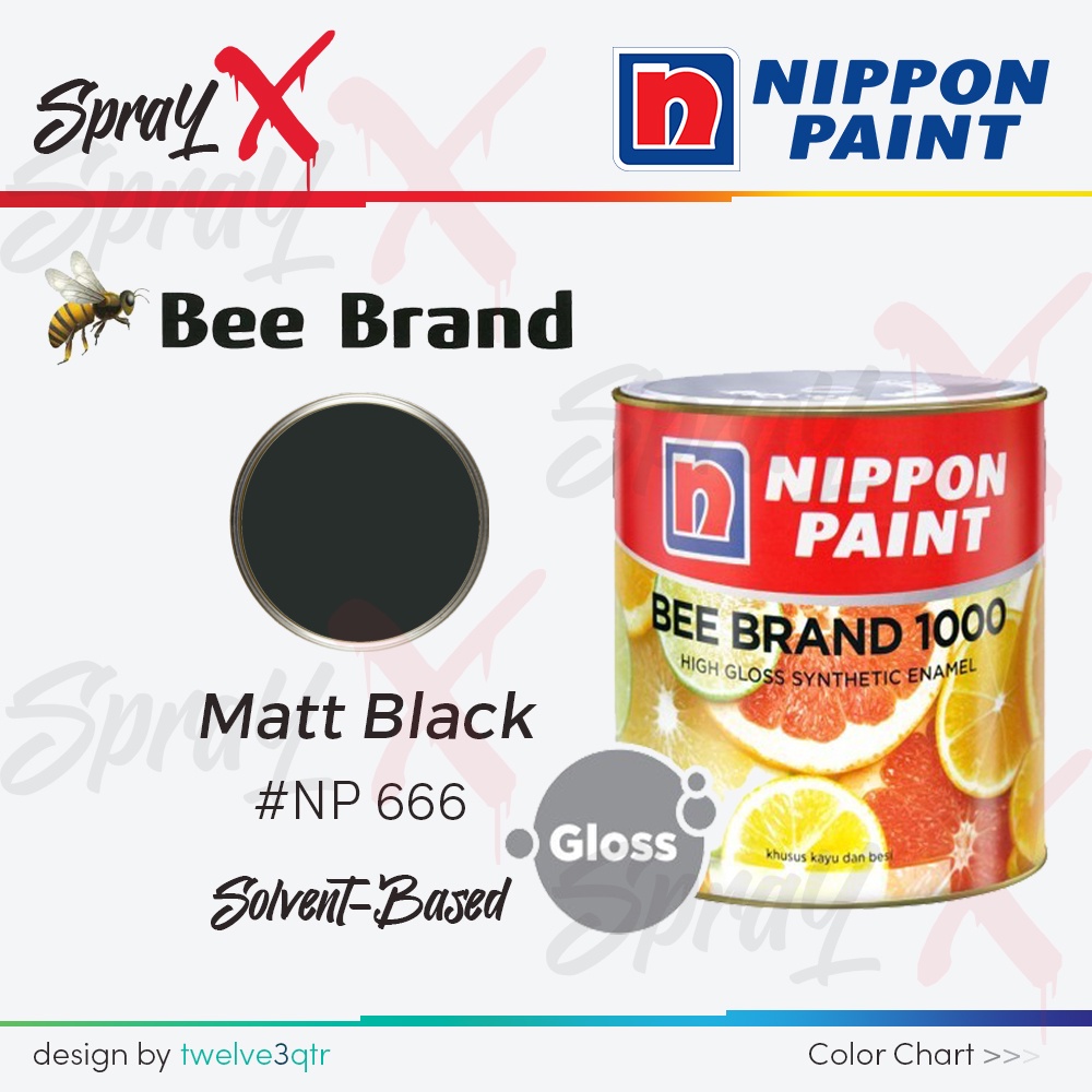 Jual BEE BRAND 1000 MATT BLACK NP 666 / HITAM DOFF #NP666 0.9 LITER ...