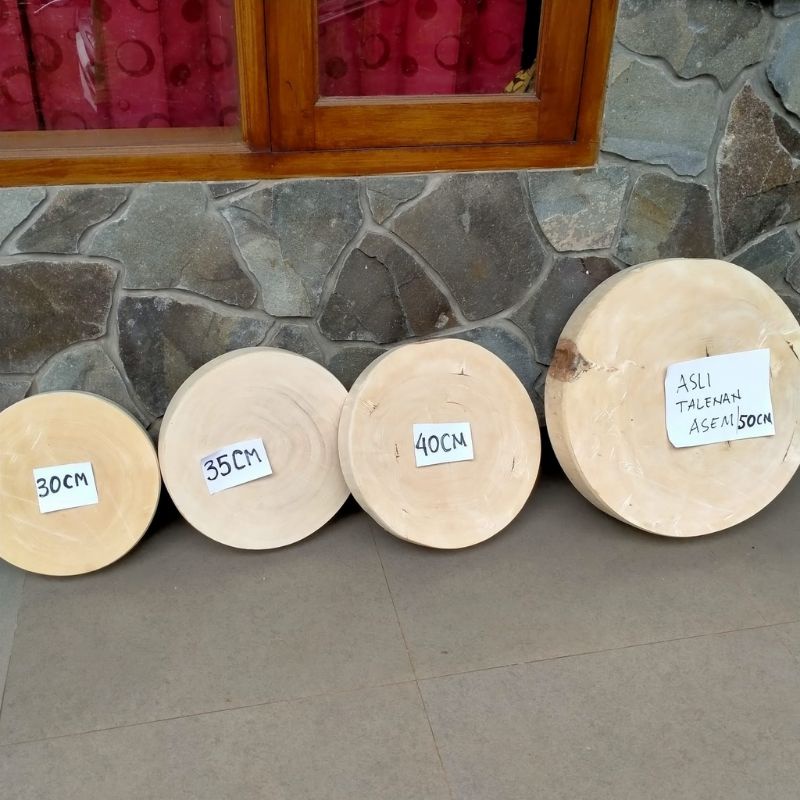 Jual talenan kayu bulat diameter 30 cm tebal 7 cm terbuat dari kayu ...