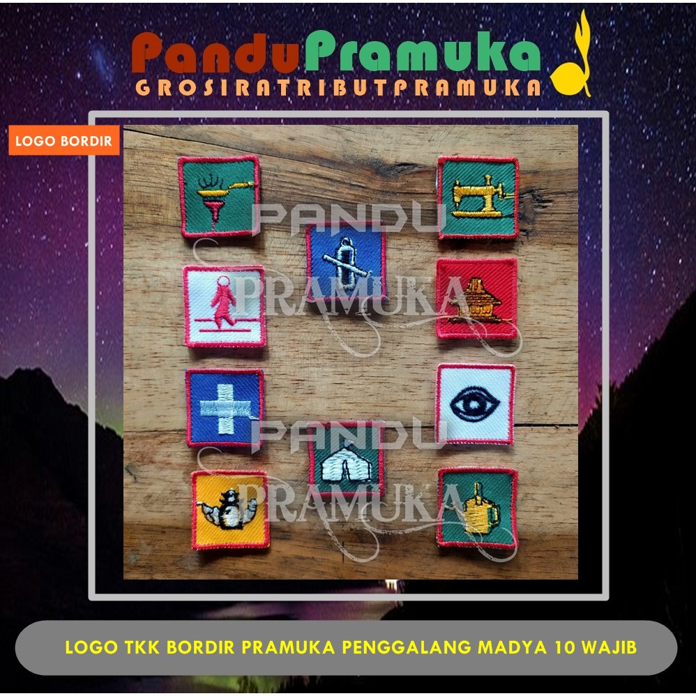 Jual logo bordir tkk 10 wajib pramuka penggalang madya lengkap | Shopee Indonesia