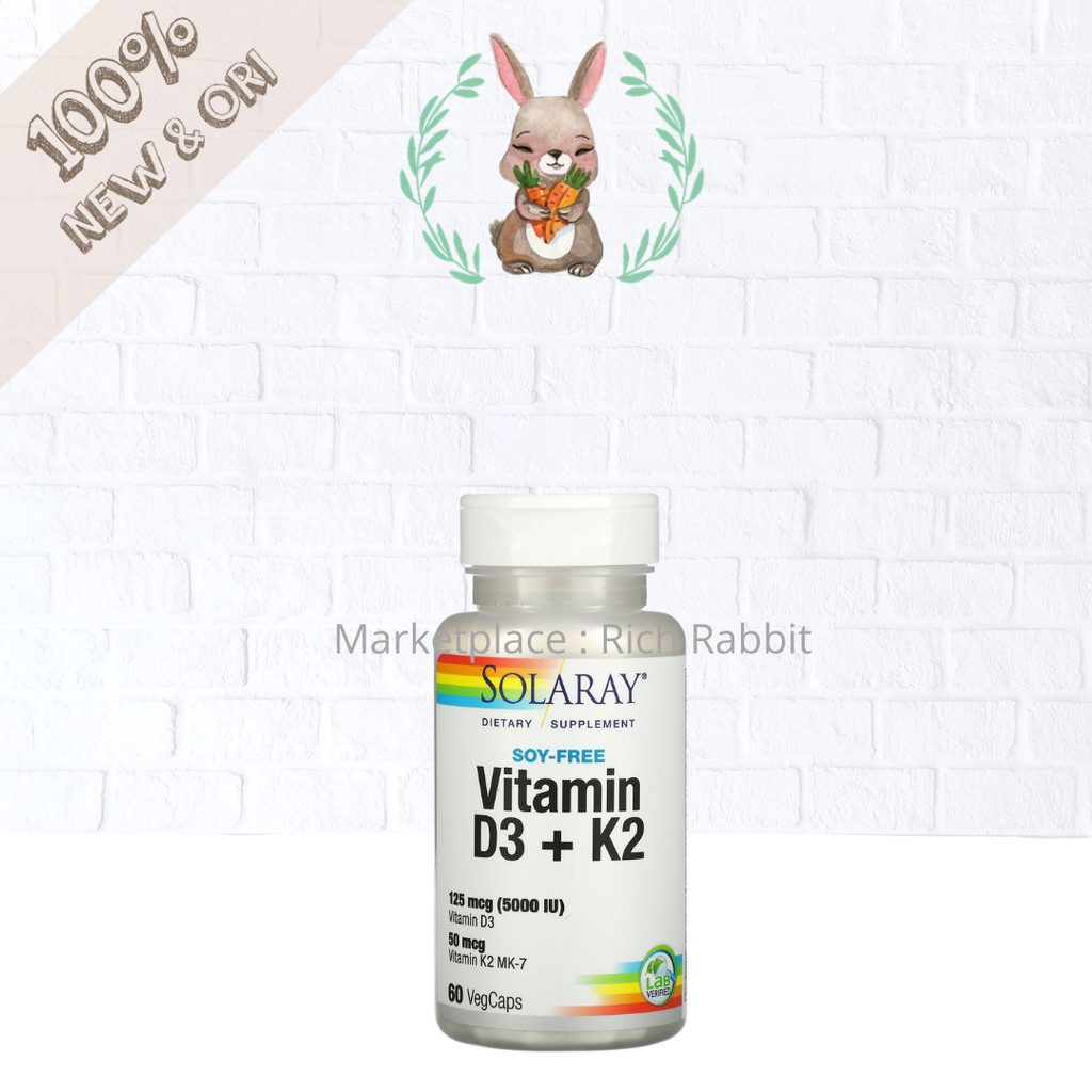 Jual Solaray Vitamin D3 K2 5000 Iu 60 Veg Vitamin D3k2 Tulang Gigi 9239