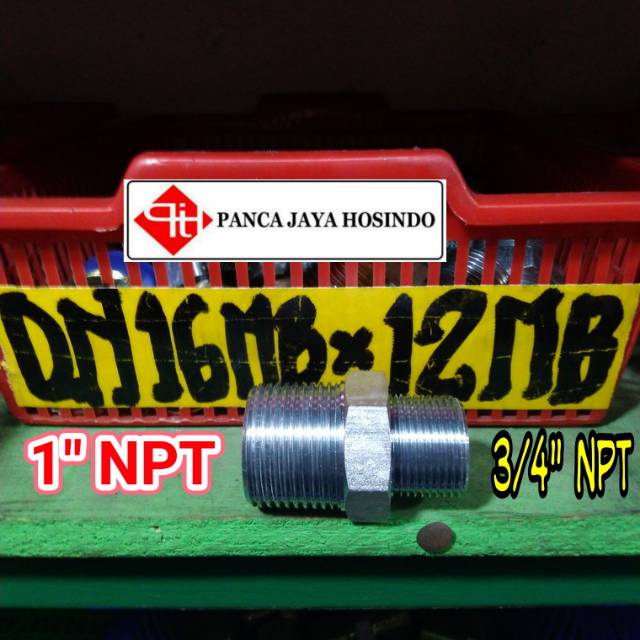 Jual Double nepel 1 inch NPT x 3/4 inch NPT double nepel hydraulic kombinasi | Shopee Indonesia