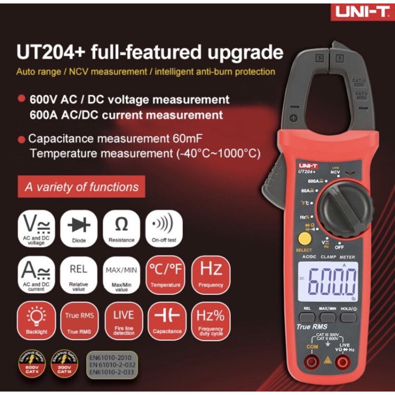 Jual UNI-T UT204+ Digital Clamp Meter Multimeter Clamp Multimeter ...