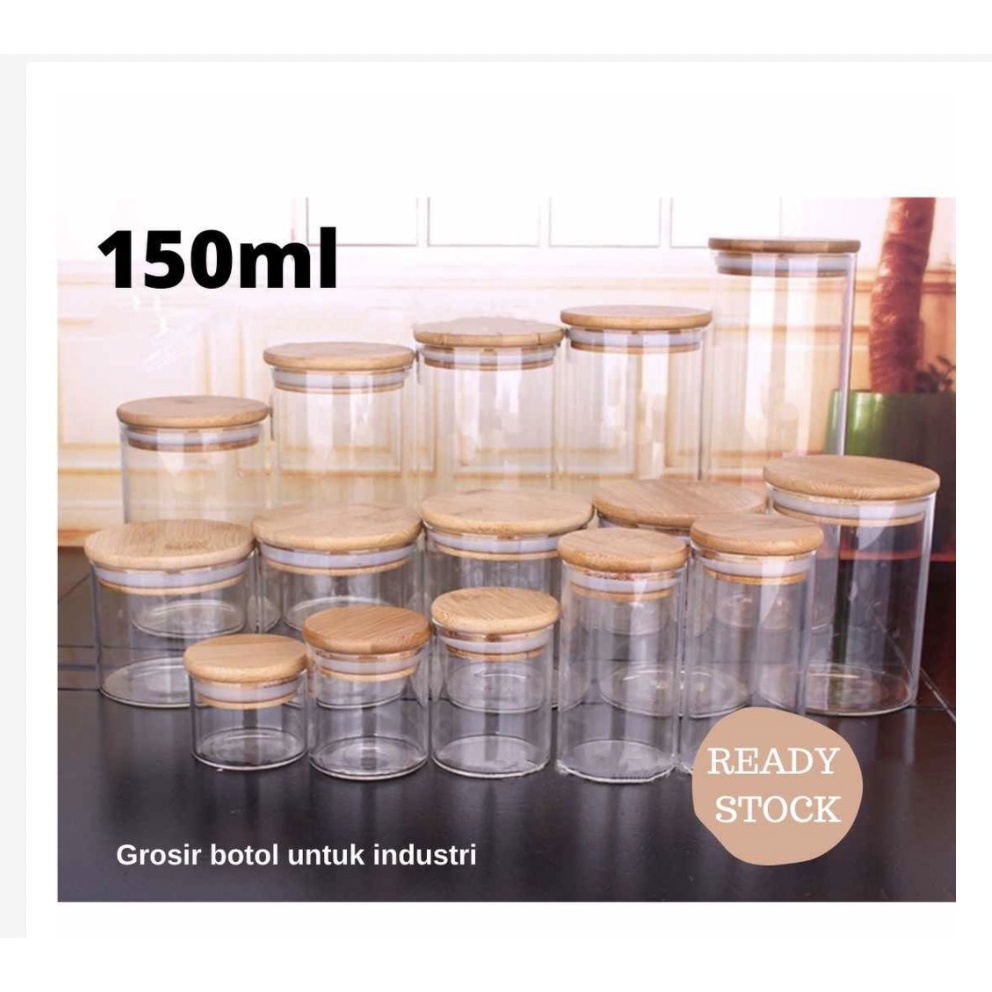 Jual Toples Kaca Tutup Kayu Toples Makanan Kering Kacang Snack Cereal ...