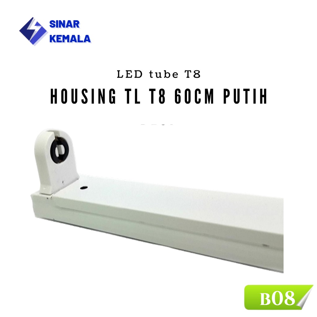 Jual Fitting Lampu Housing LED Tube T8 60CM Putih Double Ended ...