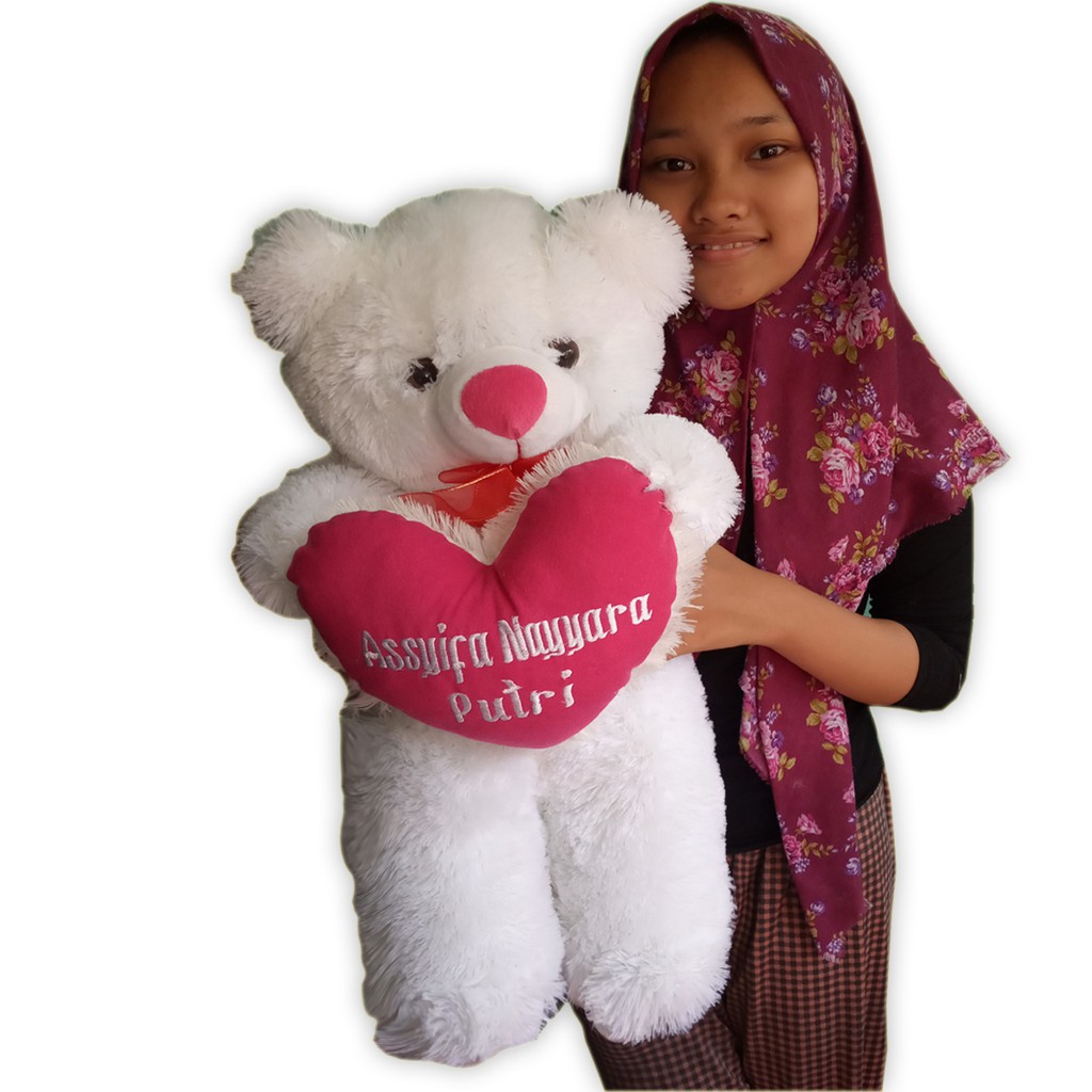 Jual Boneka Beruang Putih Love Nama | Shopee Indonesia