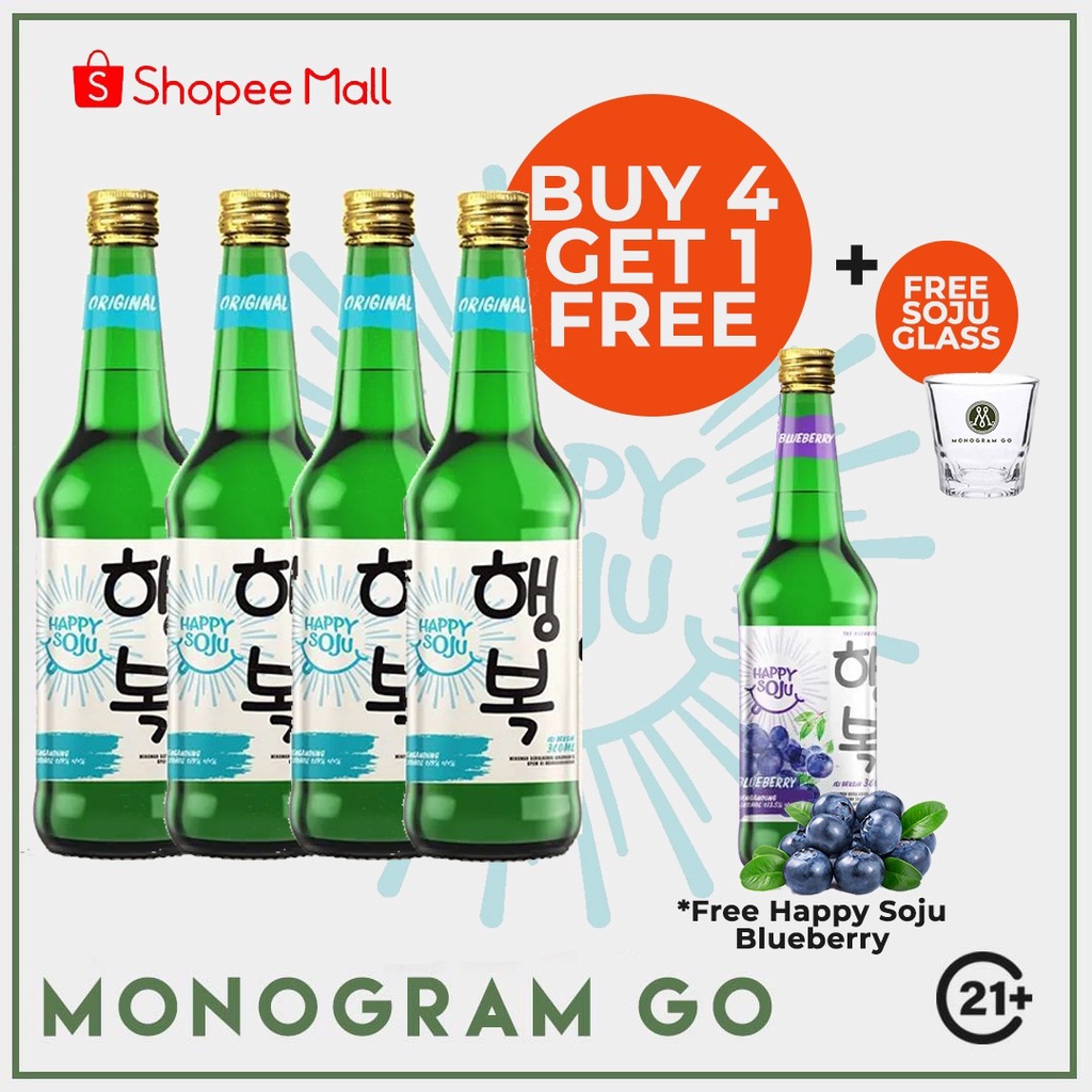 Jual PROMOTION - 4 Botol Happy Soju Original 360ml (Free 1 Botol ...