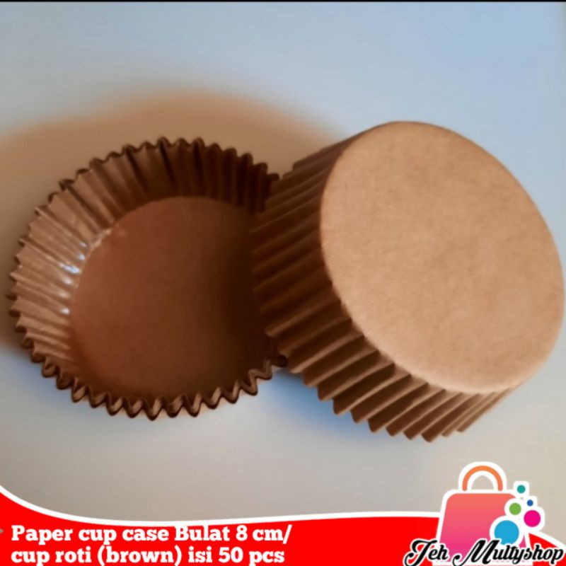 Paper cup case Bulat 8 cm/cup roti (Brown) 1 roll isi 50 pcs | Shopee ...