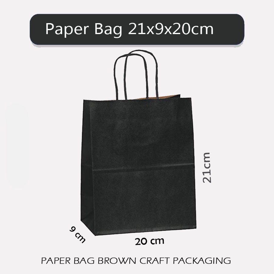 Jual Paper Bag Polos Warna Hitam 20x9x21 cm Papper Bag Kertas Kado Souvenir Packing Olshop ...