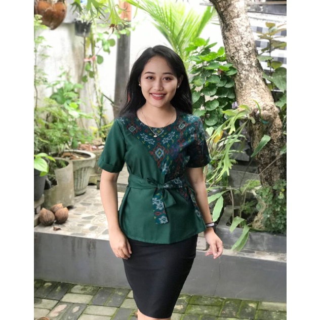 Jual Baju Blouse Endek Bali Kombinasi, Adem dan Nyaman. | Shopee Indonesia