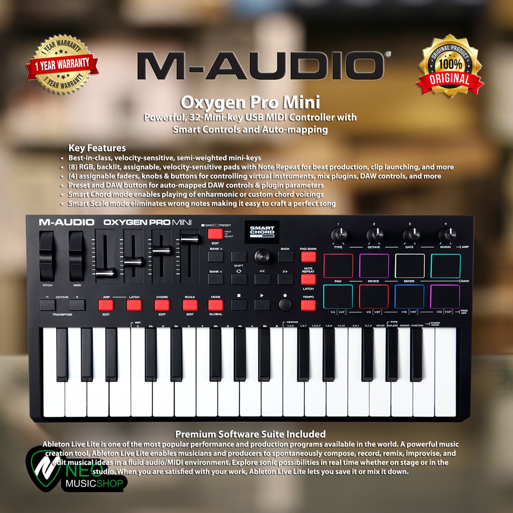 Jual M-Audio Oxygen Pro Mini 32-Mini-key USB MIDI Controller with Smart ...