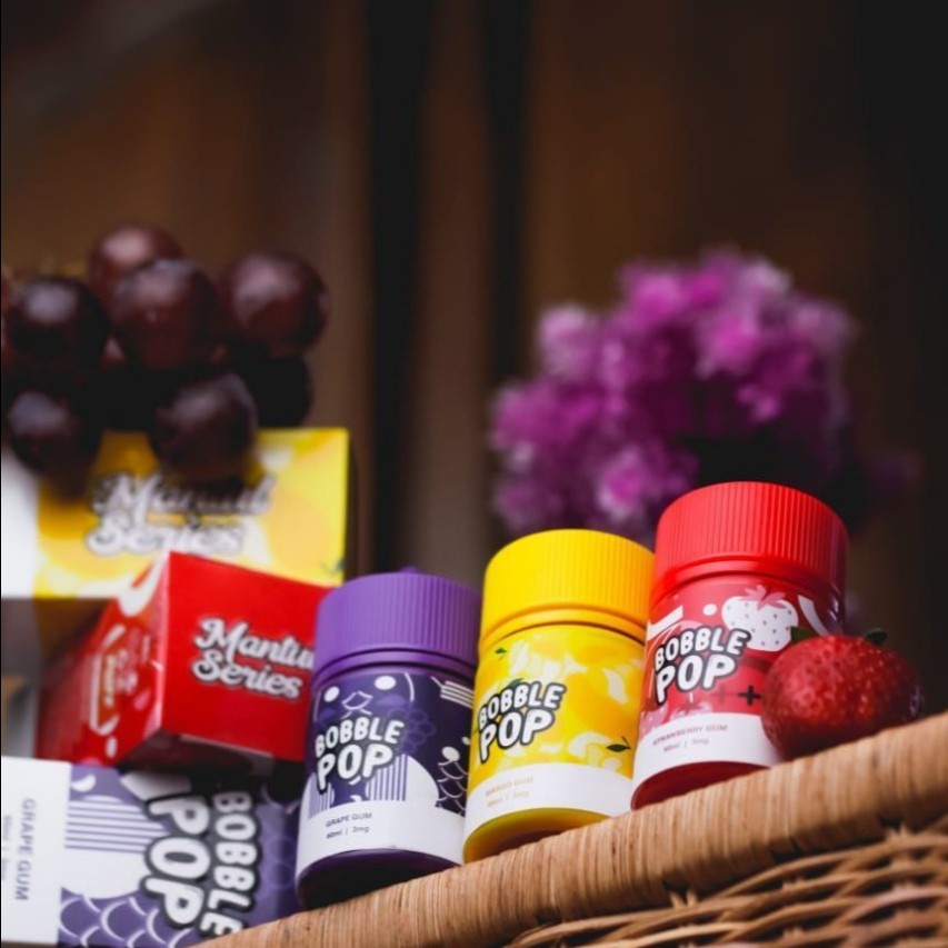 Jual BOBBLE POP LIQUID 60ML GRAPE MANGO STRAWBERRY GUM BY PUFF ...