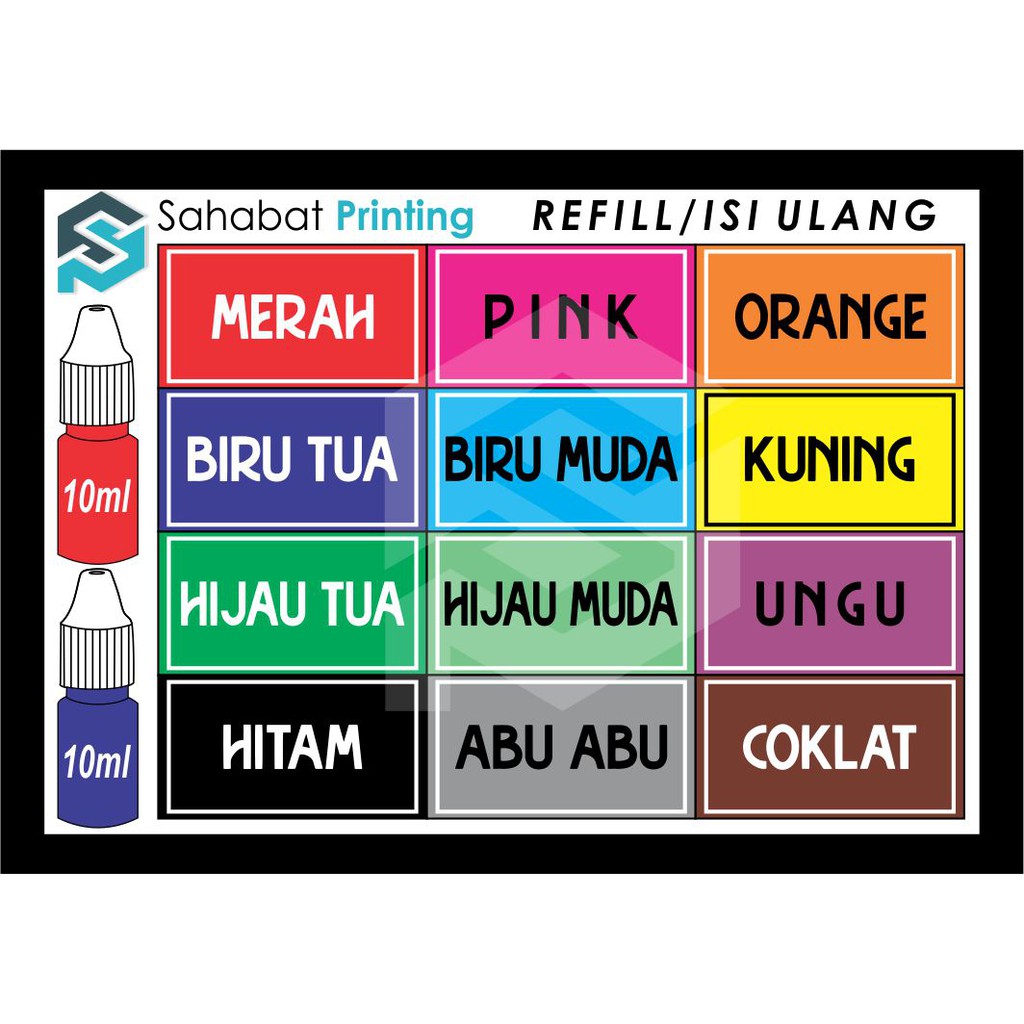 TINTA REFILL STEMPEL WARNA | STAMPEL OTOMATIS | Shopee Indonesia