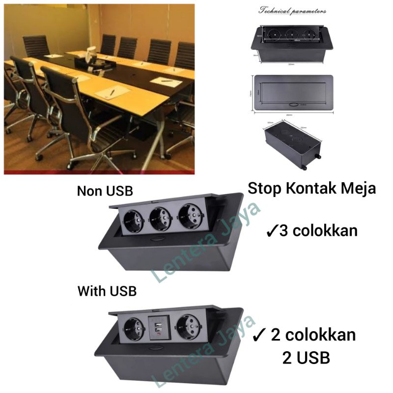 Jual Stop Kontak Meja Meeting Lantai 3 Lubang Colokkan Arde USB Inbow ...