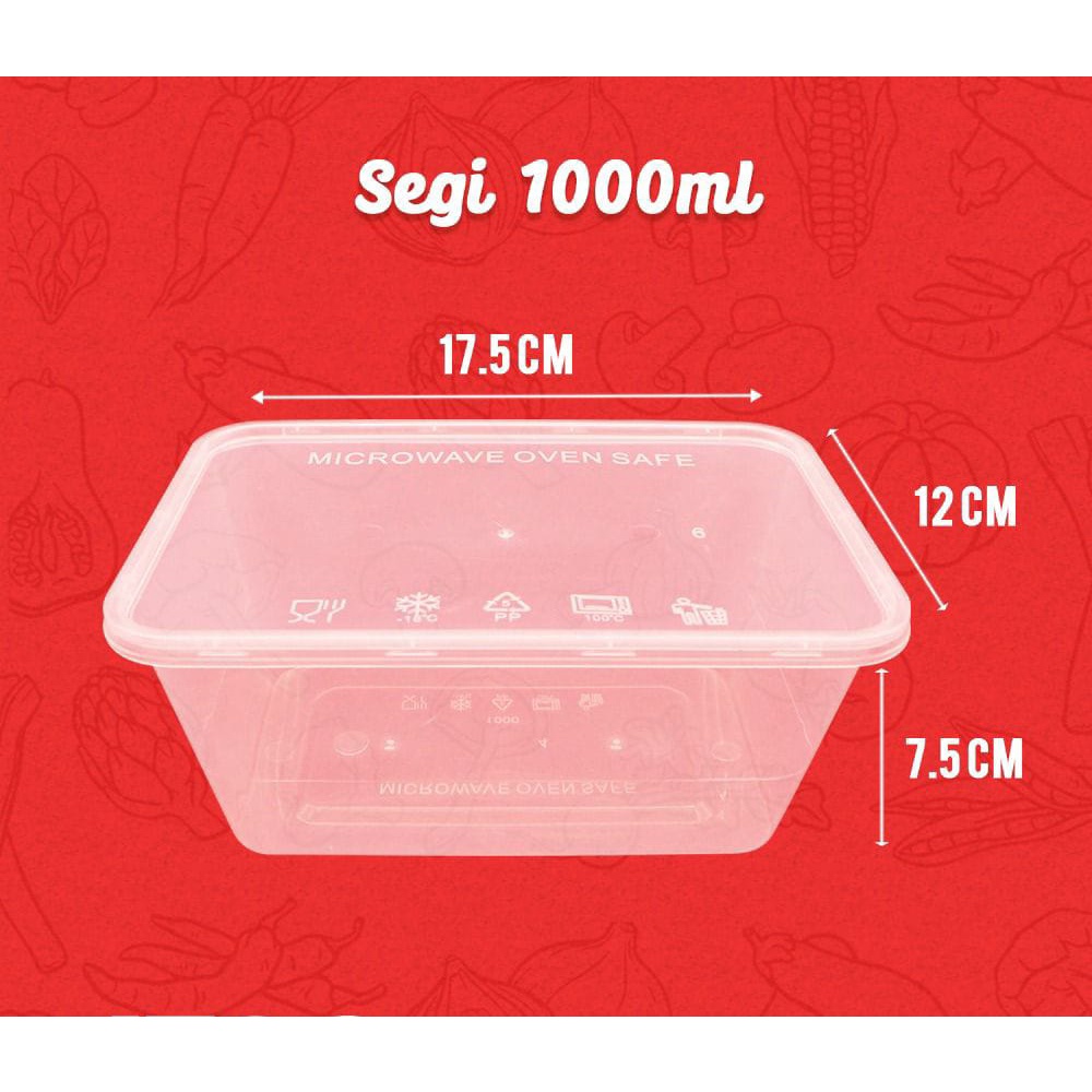 Jual Thinwall Kotak Makan 1000 ml 1 Set isi [ 25 pcs ] Food Container Persgi Thinwall Plastik ...